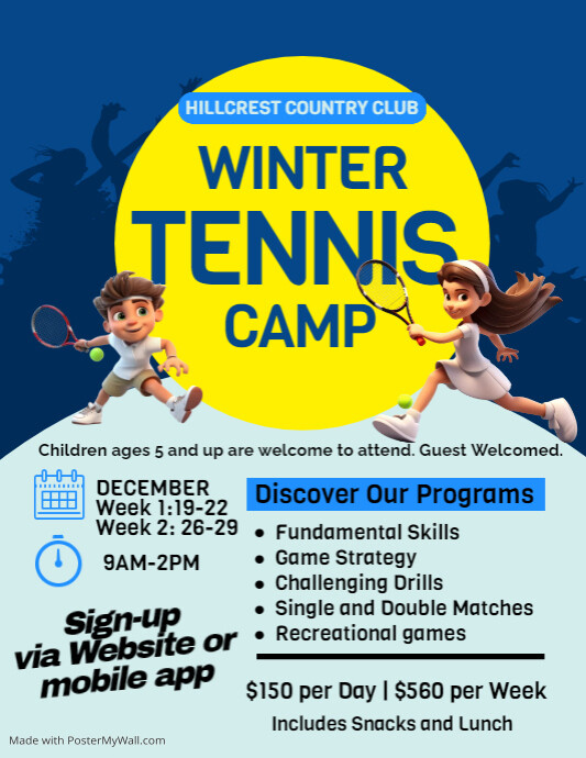 Tennis Classes Flyer | PosterMyWall