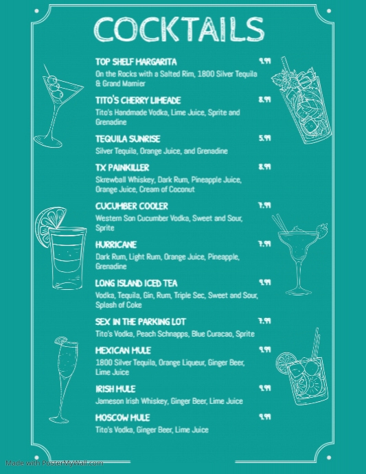 Copy of COCKTAIL MENU | PosterMyWall