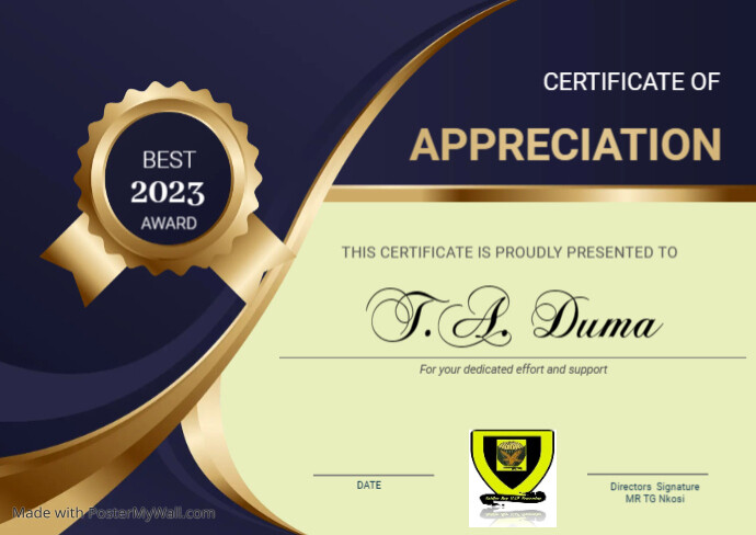 Duma Certificate | PosterMyWall