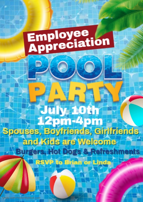 Emp Appreciation pool party | PosterMyWall