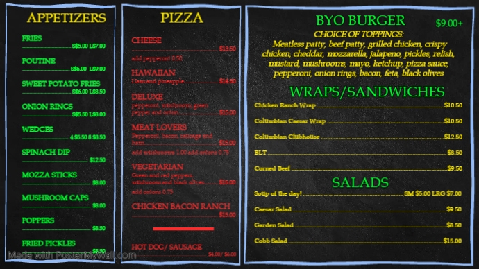 Digital menu display board template | PosterMyWall