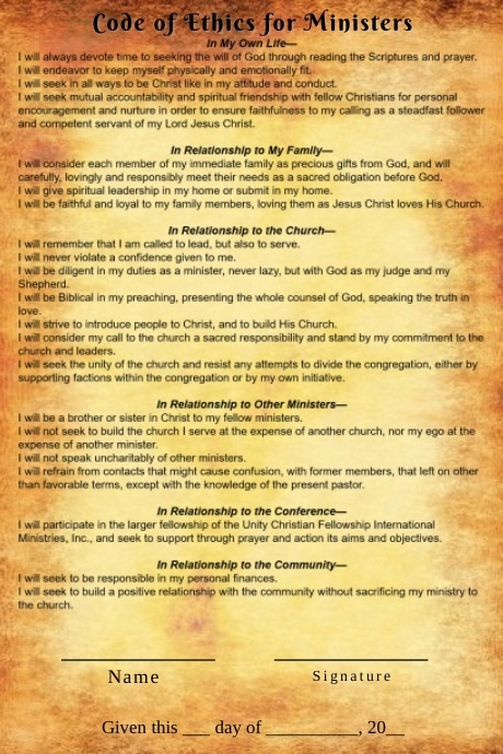 Copy of Forest Chapel Minister's Code of Ethics | PosterMyWall