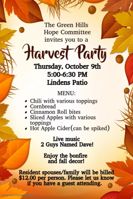 Harvest Party - HCC | PosterMyWall