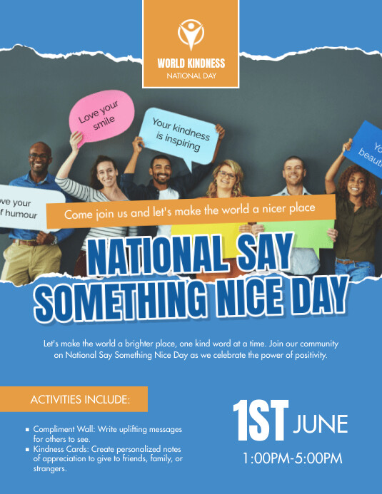 Copy of National Say Something Nice Day Flyer | PosterMyWall