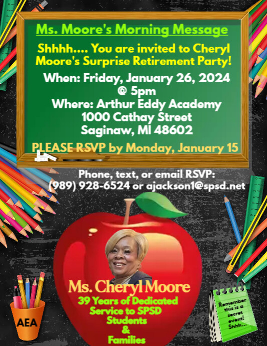 program cover Ms. Moore's Retirement (1) | PosterMyWall