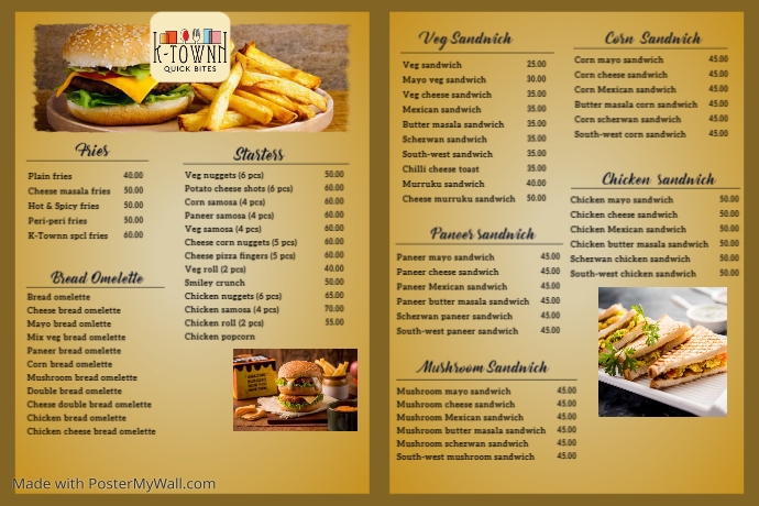 Copy of K-Townn menu | PosterMyWall