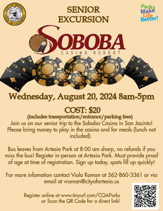 Senior Excursion- Soboba April 28 | PosterMyWall