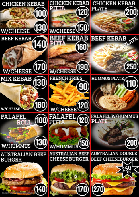 A4 ENGLISH MENU 1 | PosterMyWall