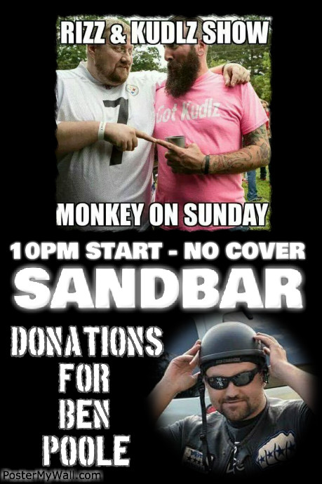 SANDBAR RIZZ-KUDLZ SHOW DONATIONS | PosterMyWall