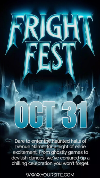fright fest halloween flyer blue | PosterMyWall