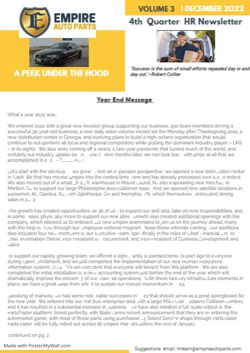 Copy of Yellow Custom Newsletter Page Template | PosterMyWall