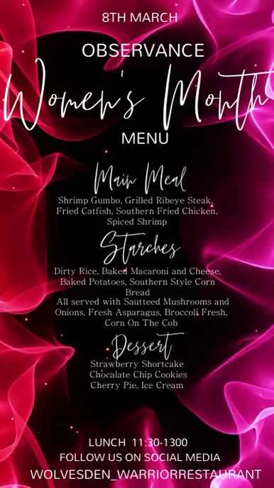 Copy of Copy of Women's Day Digital Menu Template | PosterMyWall