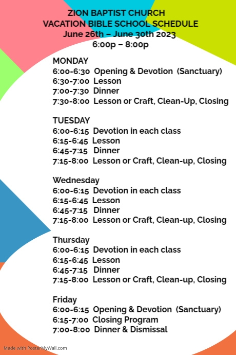 Colorful Vacation Bible School Template | PosterMyWall