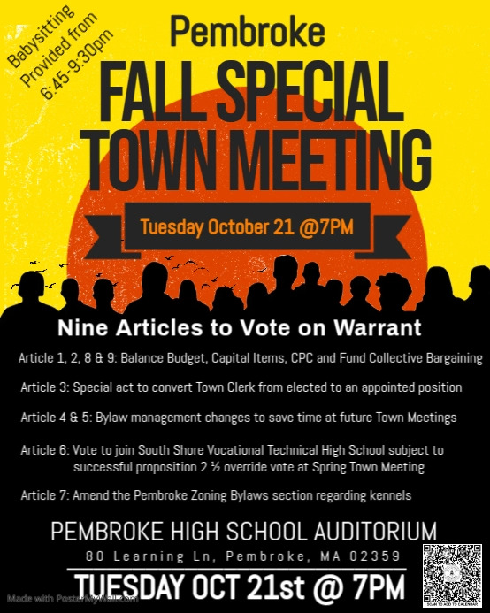 Fall Special Town meeting 2023 | PosterMyWall