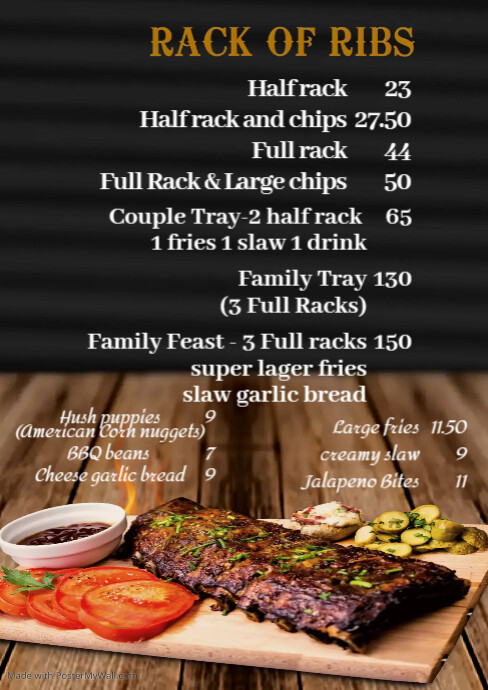 PORK RIBS RESTAURANT / MENU TEMPLATE | PosterMyWall