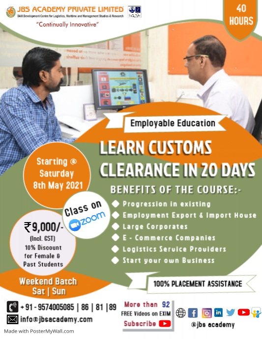 8th May 2021 - Customs Clearance | PosterMyWall
