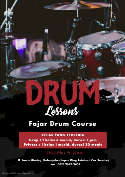Copy of Salinan Drum Lessons flyer design template | PosterMyWall