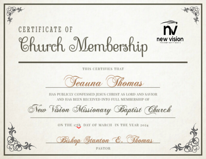 Classic Church Membership Certificate | PosterMyWall
