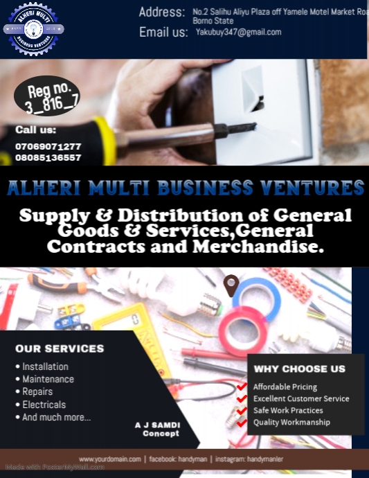 Copy of Copy of Electrical Contractor Services Flyer Poster | PosterMyWall