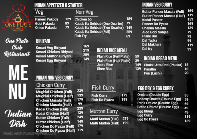 Indian Menu | PosterMyWall