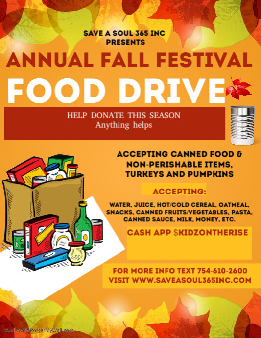 Yellow Food Drive Fundraising Flyer | PosterMyWall