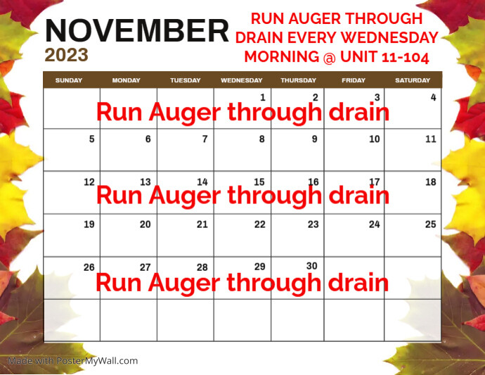 November 2023 Monthly Events Calendar | PosterMyWall