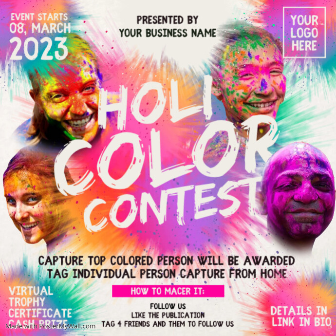 Holi Color Contest 2022 Post Template | PosterMyWall