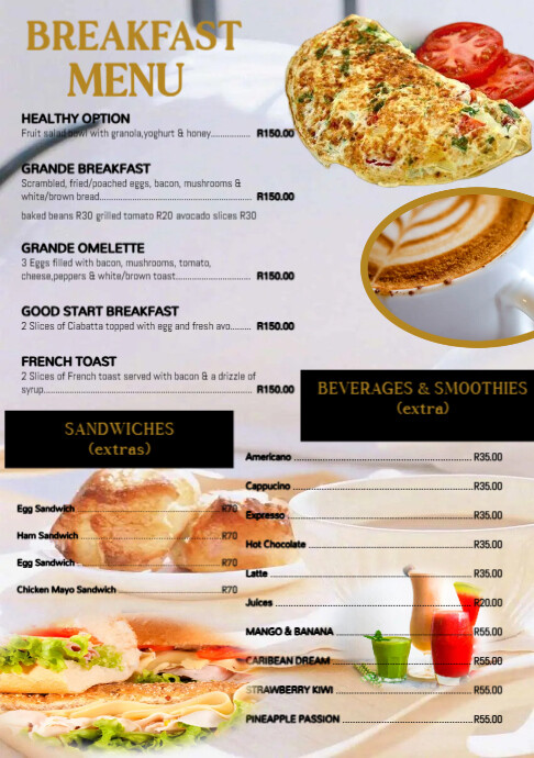 Restaurant Breakfast Menus (2) | PosterMyWall