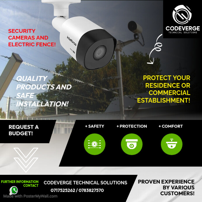 Security cameras and eltric fence | PosterMyWall