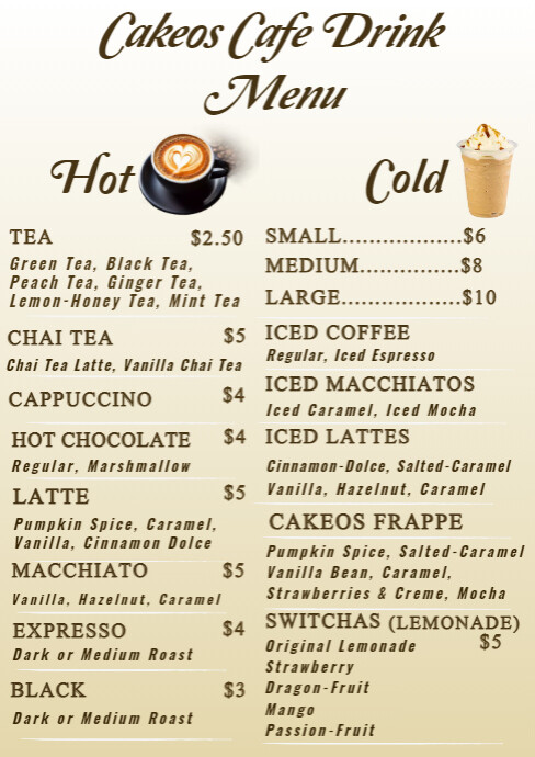 Coffee Drink Menu | PosterMyWall