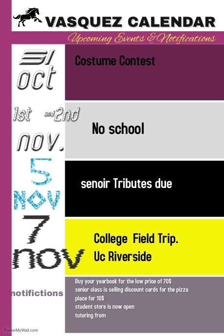 Vazquez calendar | PosterMyWall