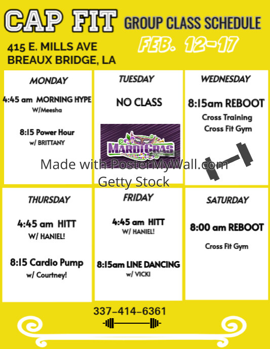 weekly class schedule (1) | PosterMyWall
