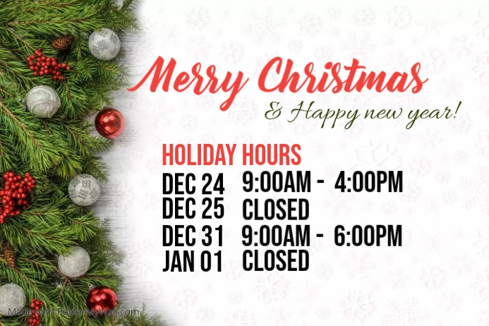 Copy of Holiday Hours | PosterMyWall