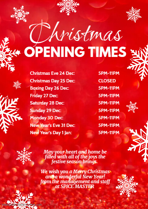 Copy of Christmas Opening Times Retail Shop Holidays | PosterMyWall