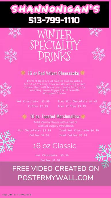 Winter Drinks Menu Display Template | PosterMyWall