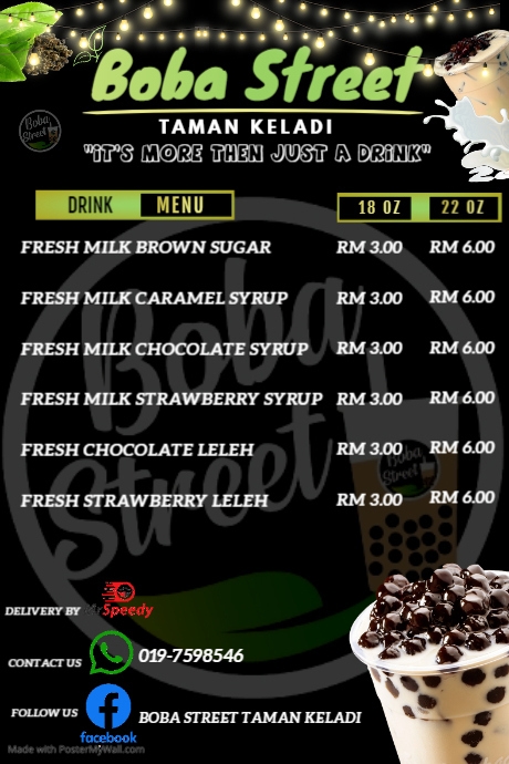 BOBA STREET MENU | PosterMyWall