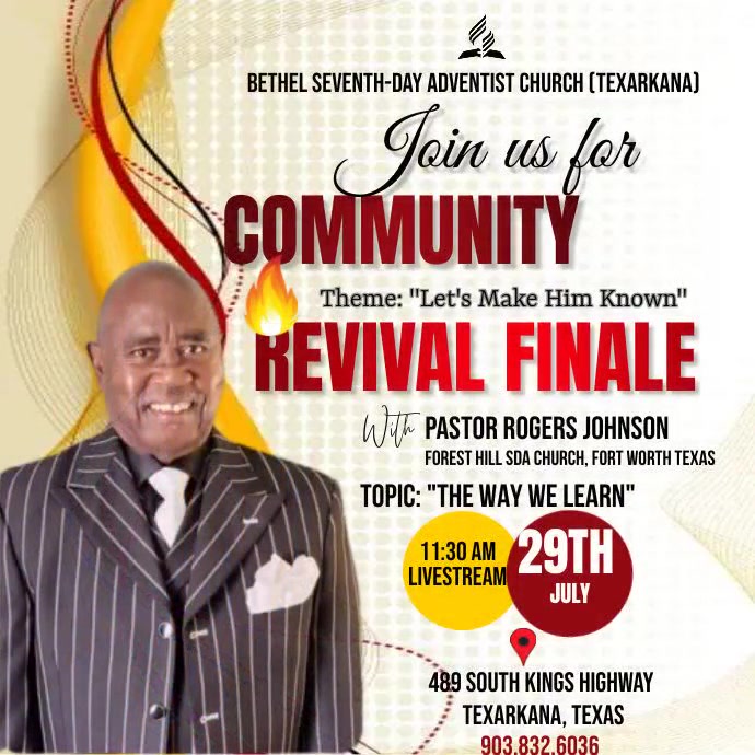 Community Revival with Pastor Rogers Johnson on July 29 | PosterMyWall