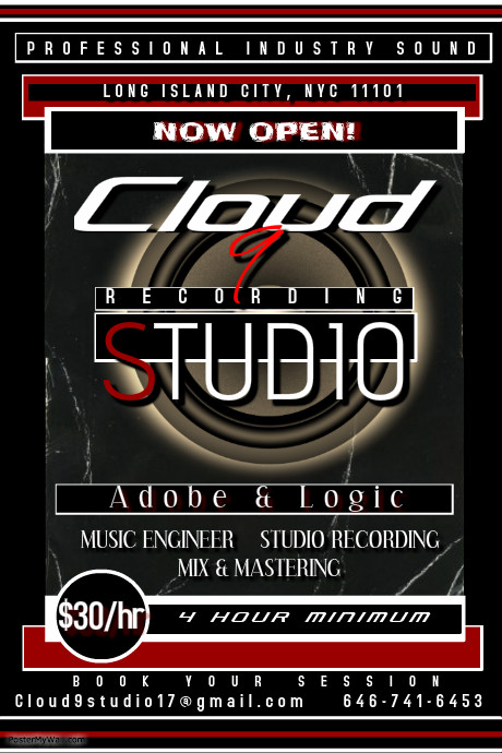 Copy of CLOUD 9 RECORDING STUDIO | PosterMyWall