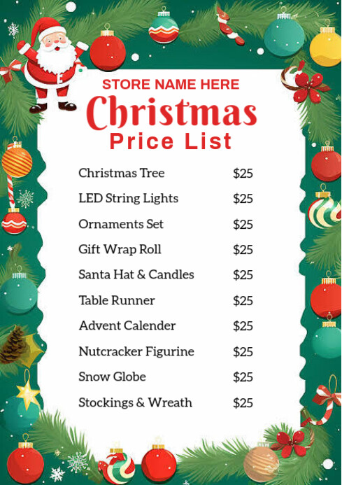 Copy of Christmas price list | PosterMyWall