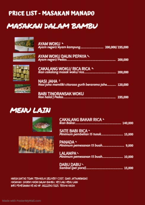 Copy of Copy of Copy of Event Menu Price List Expo Celebration Food ...