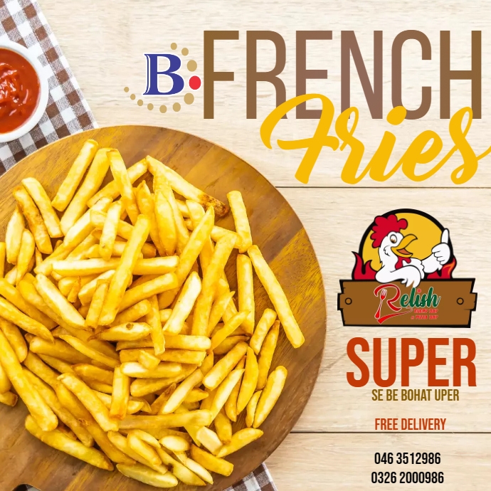 French fries template,fast food | PosterMyWall