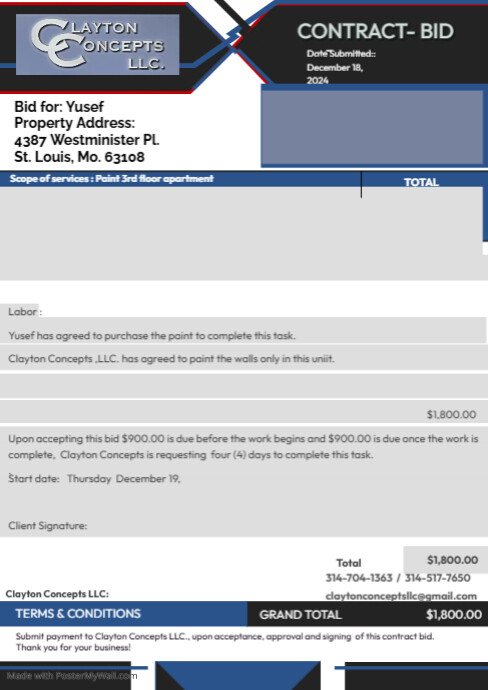 Clayton Concepts LLC Bid for Deck Repair at 6909 Roland (1) | PosterMyWall
