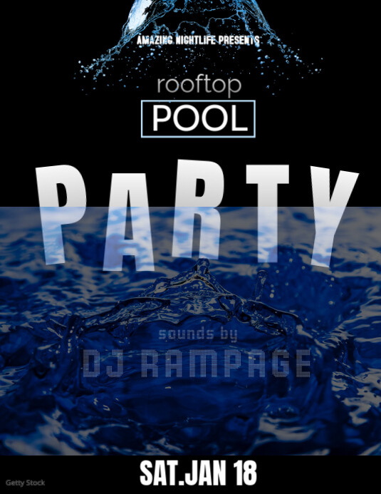 Night Swim Rooftop Pool Party Flyer Template | PosterMyWall