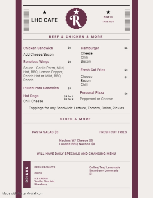Copy of Simple Food Menu - Resto & Lounge Template | PosterMyWall