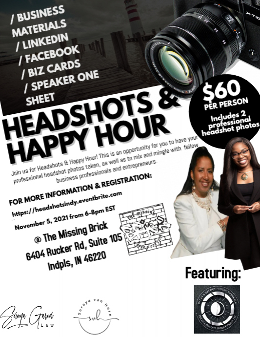 HEADSHOTS & HAPPY HOUR | PosterMyWall