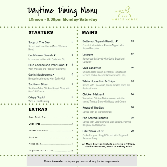 April 2022 Daytime Dining Menu (2) | PosterMyWall