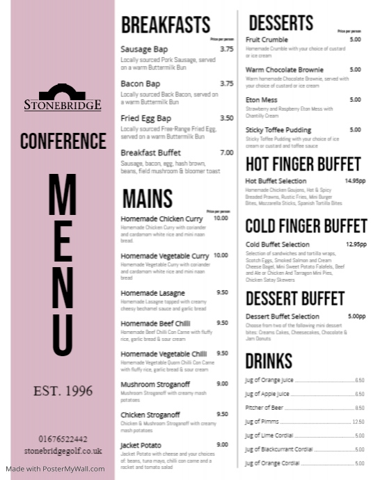 Conference Menu | PosterMyWall