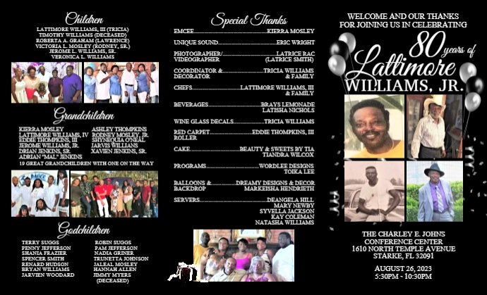 PROGRAM - LATTIMORE WILLIAMS JR - 1 | PosterMyWall