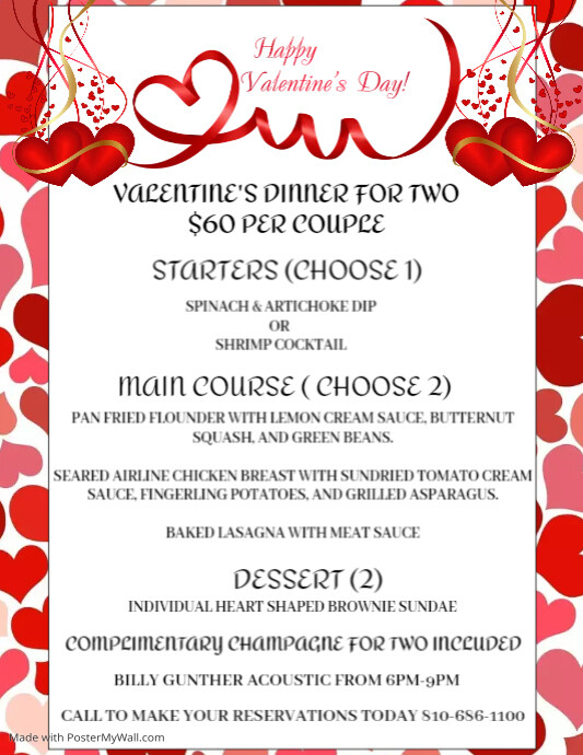 Valentines day Menu Card | PosterMyWall