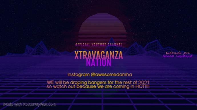 Copy of Retrowave youtube channel art banner | PosterMyWall